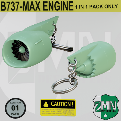 🗝️ B737 MAX KEYCHAIN 01・ STL File for ・Cults