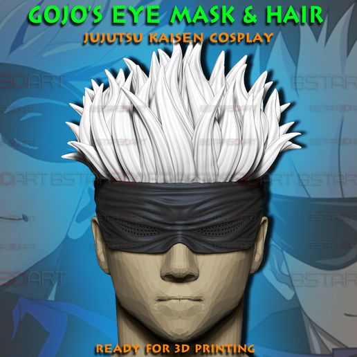 👁️ Gojo Saturo Eye Mask With Hair - jujutsu Kaisen Cosplay・ 3D File for ...
