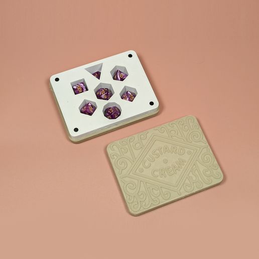 🍮 Custard Cream D20 Polyhedral Dice Set Holder・Archivo STL para ...