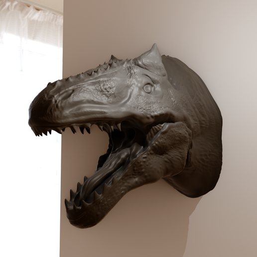 STL file allosaurus roaring dinosaur head wall mount stl 🦖 ・3D ...