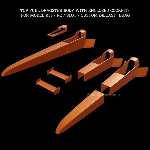 🔝 TOP FUEL DRAGSTER BODY WITH ENCLOSED COCKPIT - FOR MODEL KIT / RC ...