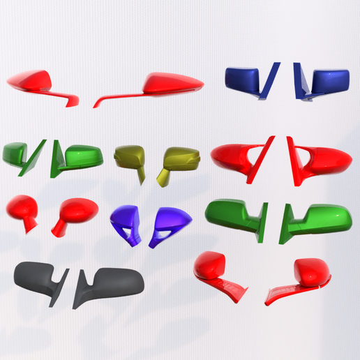 🚗 STL 03 PACK OF 10 CAR WING MIRROR / SIDE VIEW ( ANY SCALE )・ STL File ...