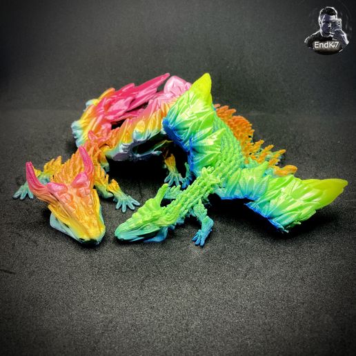 🐉 Big Glorious Dragon - Winged - Articulated - Multicolor - Print in ...