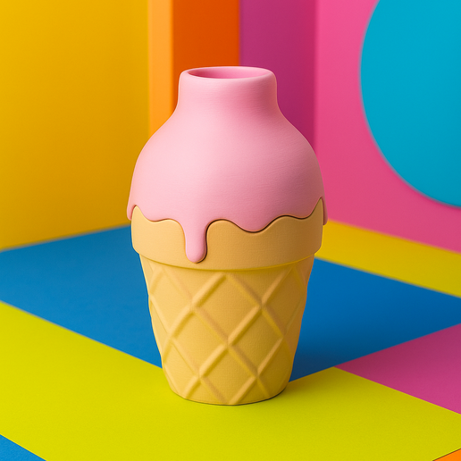 🧊 Fun Ice Cream Cone Vase – Playful Modern Decor・ 3D File for 3D ...