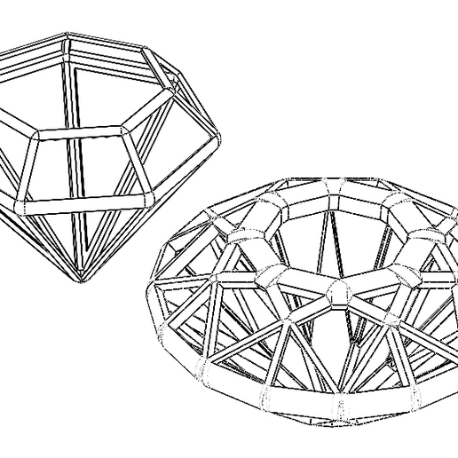 💎 Wireframe Diamond Gem・ STL File for ・Cults