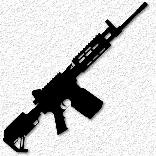 🔫 AR Machine Gun wall art ar rifle wall decor 2d art・ STL File for ・Cults