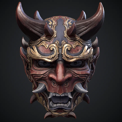 🗡️ Oni Demon Mask・ STL File for 3D printing・Cults