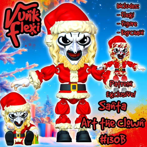 🎅 Terrifier Santa Claus Art the Clown Flexi Print-In-Place + figure ...