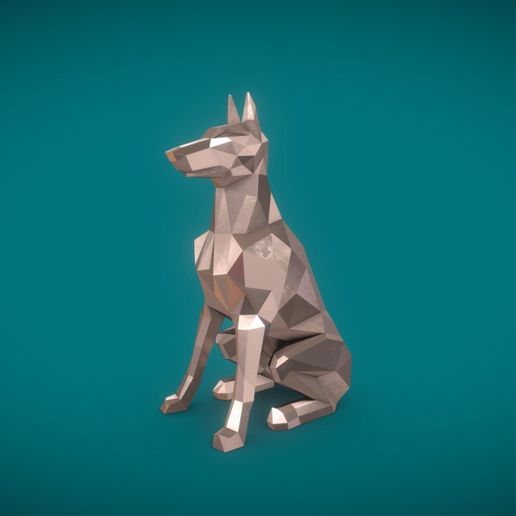 🐕 Low Poly Doberman Pinscher・ STL File for 3D printing・Cults
