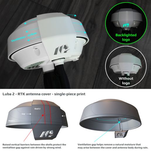 📶 LUBA 2, 2X & Yuka - RTK antenna cover・ STL File for 3D printing・Cults