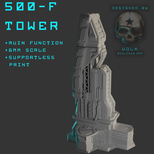 🎲 500-F Tower 6mm Size・ STL File for 3D printing・Cults
