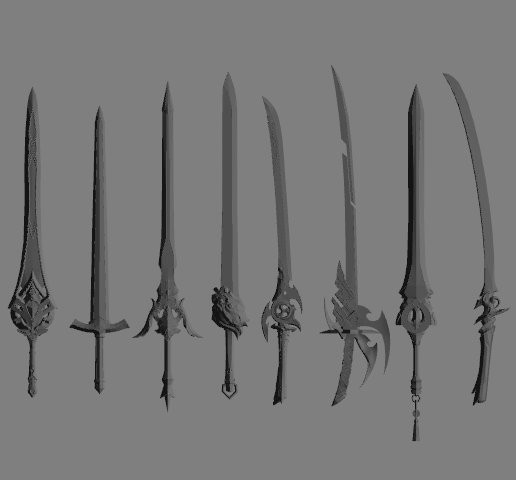 ⚔️ Genshin Impact Swords Set・ STL File for 3D printing・Cults