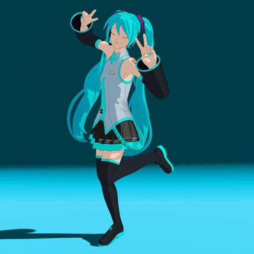 🎨 Hatsune Miku low poly・Archivo STL para Impresión 3D・Cults