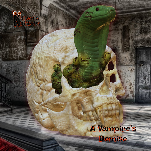 STL file REALISTIC VAMPIRE SKULL WITH SNAKE FIGURINE 🧛 ・Template to ...