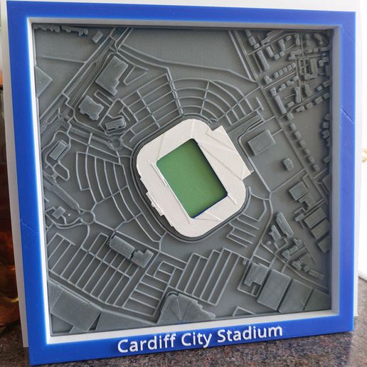 🏙️ Cardiff City Stadium 3D Map With Built In Frame - Football・ STL File ...