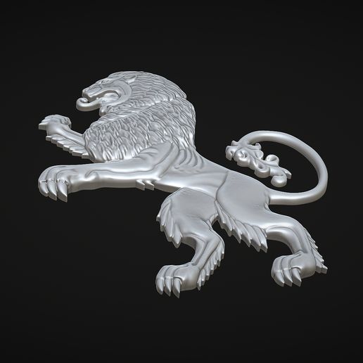 🦁 Heraldic Lion Bas Relief 3D Model・ 3D File for 3D printing and CNC ...