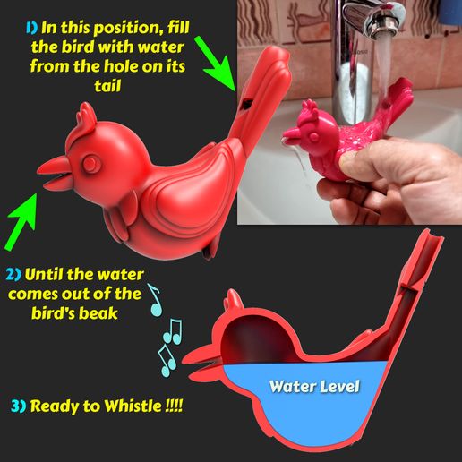 🐦 Bird Water Whistle・ STL File for 3D printing・Cults