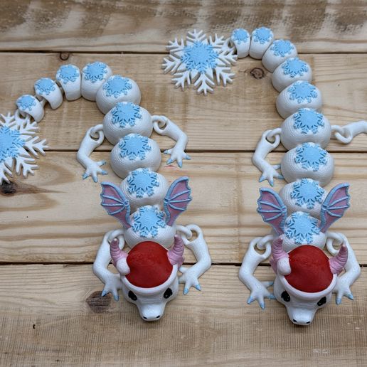 🌨️ Snow Dragon with Santa hat・ STL File for 3D printing・Cults