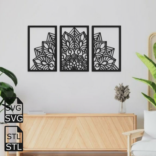 💐 Mandala Flower 2D Wall Art STL SVG・Archivo STL para Impresión 3D y ...