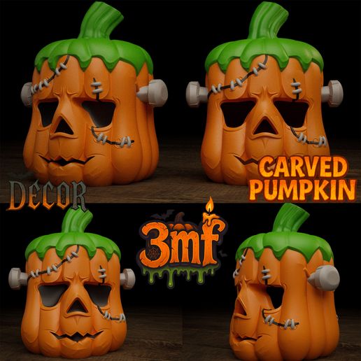 🎃 Frankenstein Pumpkin – Halloween・ STL File for 3D printing・Cults