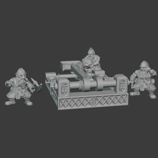 🎲 Dwarf Catapult- with crew・ STL File for 3D printing・Cults