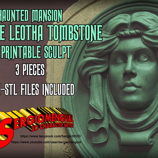 👻 Haunted Mansion Madame Leotha Tombstone 3D Printable Sculpt・ 3D File ...