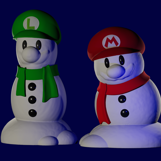 STL file Snowman Mario and Luigi ☃️ ・Model to download and 3D print・Cults