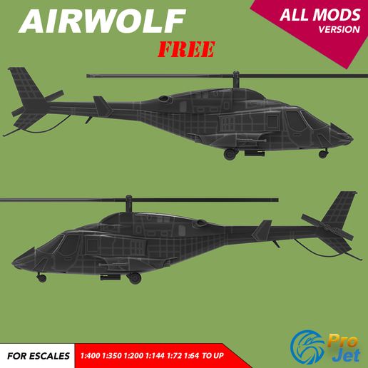 🚁 AIRWOLF・Free 3D File for ・Cults