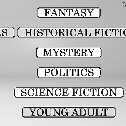 📚 Genre-Etiketten im Bücherregal・ STL Datei für 3D-Druck・Cults