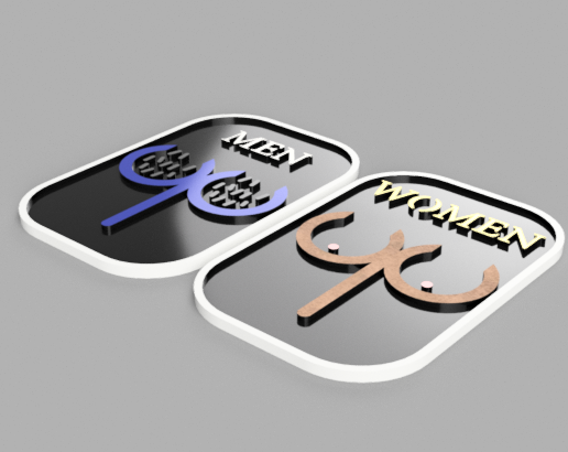 🚽 Toilet bathroom restroom sign men women・Free STL File for 3D printing ...