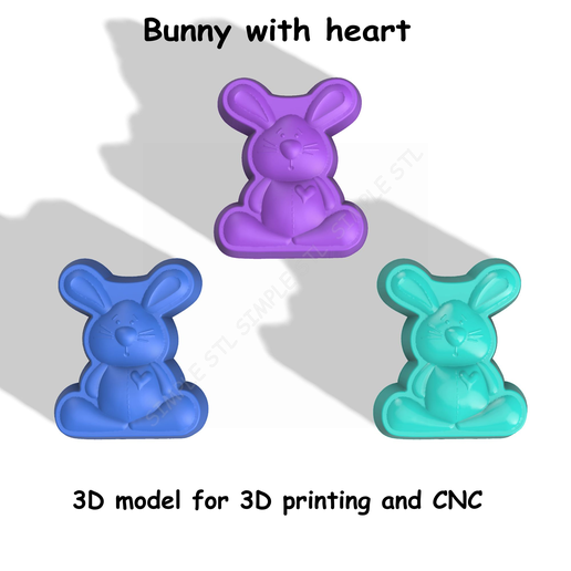 STL file Bunny with heart Stl File 💜 ・3D printable design to download・Cults