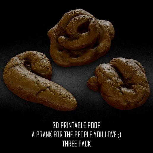 💩 3D PRINTABLE POOP PRANK THREE PACK・ STL File for 3D printing・Cults