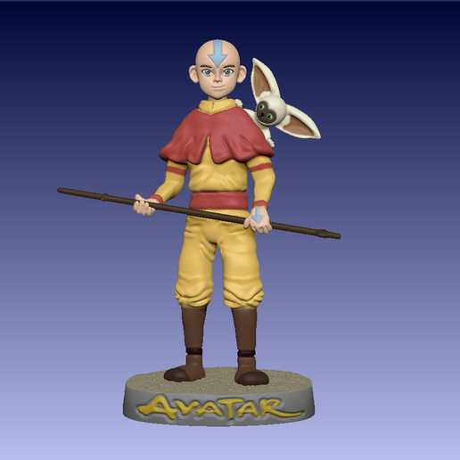 🤖 avatar aang the last air bender with stick and momo・ STL File for 3D ...