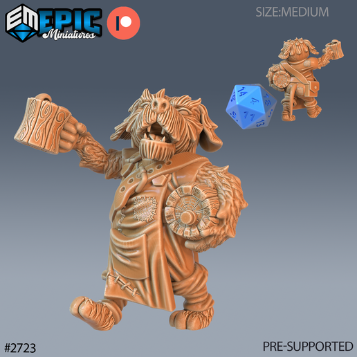 3D file Dog Folk Tribe Inkeeper ‧ DnD Miniature ‧ Tabletop Miniatures ...
