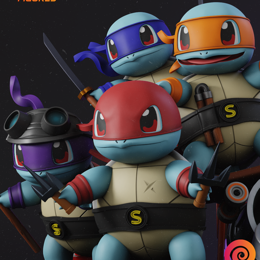 🥷 Teenage Mutant Ninja Squirtles・ STL File for 3D printing・Cults