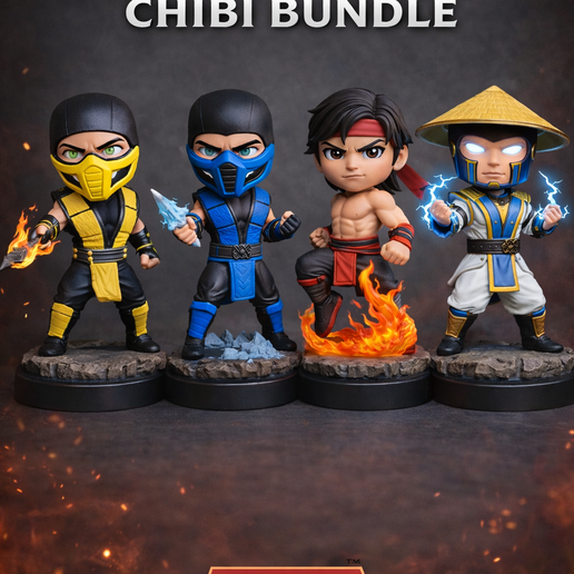 🕹 Mortal Kombat Chibi STL Bundle・ STL File for 3D printing・Cults