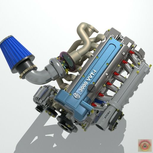 🚗 TOYOTA SUPRA 2JZ VVT-i SINGLE TURBO - ENGINE・ STL File for 3D ...