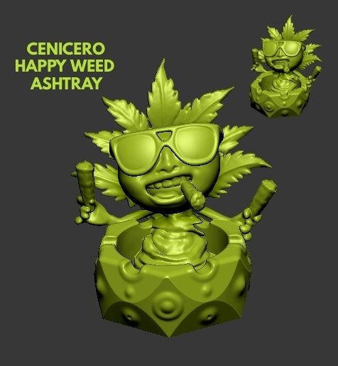 STL file CENICERO HAPPY WEED ASHTRAY 👽 (OBJ)・3D printable design to ...