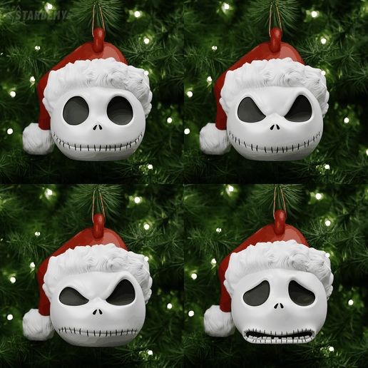 🎄 Jack Christmas Ornaments Many Expressions and Santa Hat option・ 3D ...