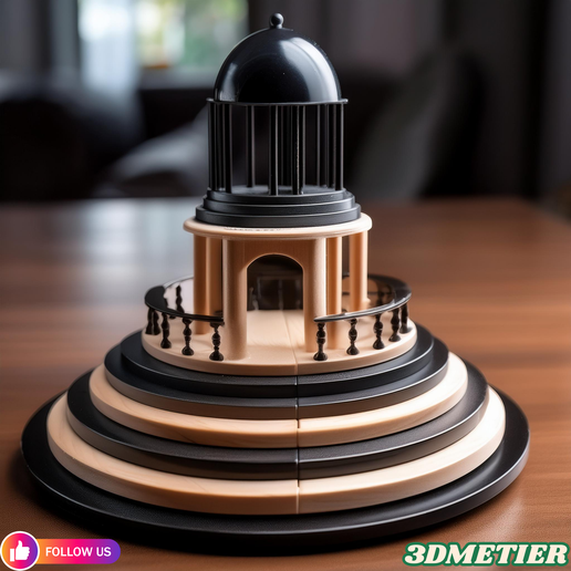 Free STL file building with a dome 🏗️ ・3D printing template to download ...
