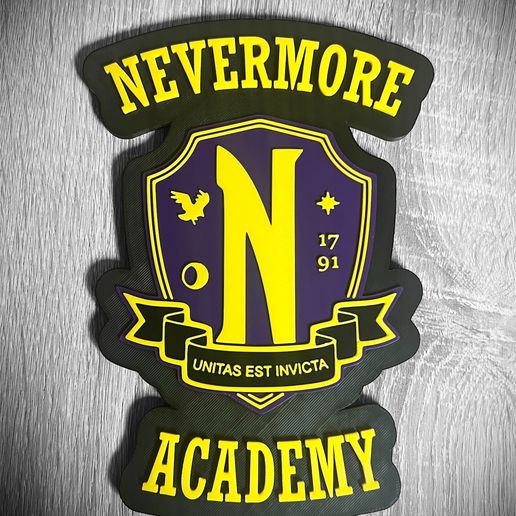 🚩 Wednesday Nevermore Academy Sign Wall Decor・Free STL File for 3D ...