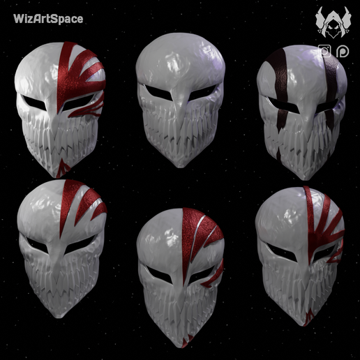 🎃 Hollow Ichigo Mask - Bleach. Mask Set・ 3D File for 3D printing・Cults