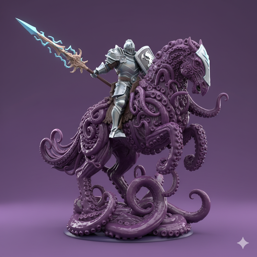 🐙 Single STL Tentacle Beast Knight - Fantasy Rider Miniature for ...
