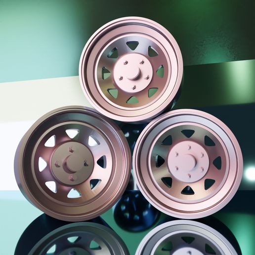 STL file OFFROAD STEELIES WHEELS (15-16-17 INCH) 1/24 MODEL 🛞 ・3D ...