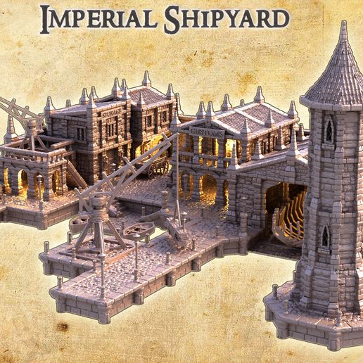 🎲 Imperial Shipyard 28 mm Tabletop Terrain・ STL File for ・Cults