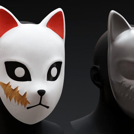 STL file Demon Slayer - Sabito Mask 😈 ・3D print design to download・Cults