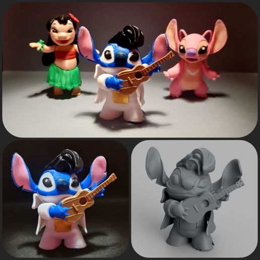 STL file Stitch Elvis single and multicolor printing 🦸 (3MF)・3D print ...