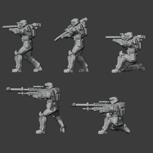 😇 Halo Odst with special weapons- rocket and sniper 5 poses・ STL File ...