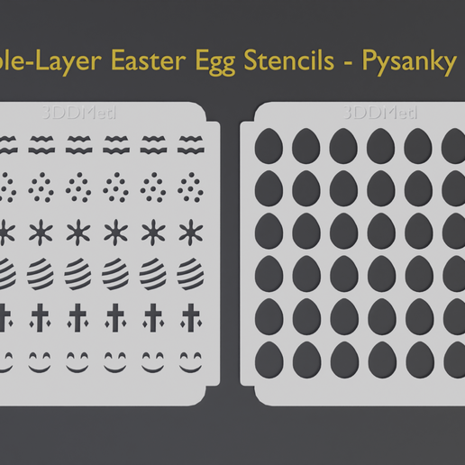 🥚 Double-Layer Easter Egg Stencils – Pysanky Style・ STL File for 3D printing・Cults