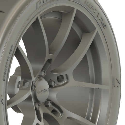 3D file 1/24 19x9.5 F4 Rays G025 SZ Edition wheels 🚗 ・3D print model to download・Cults